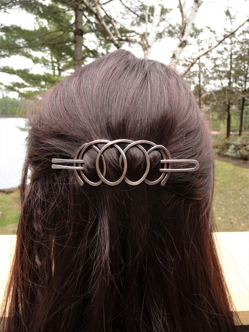 Hand Forged Patina Copper Spiral Hair Pin Barrette - Etsy