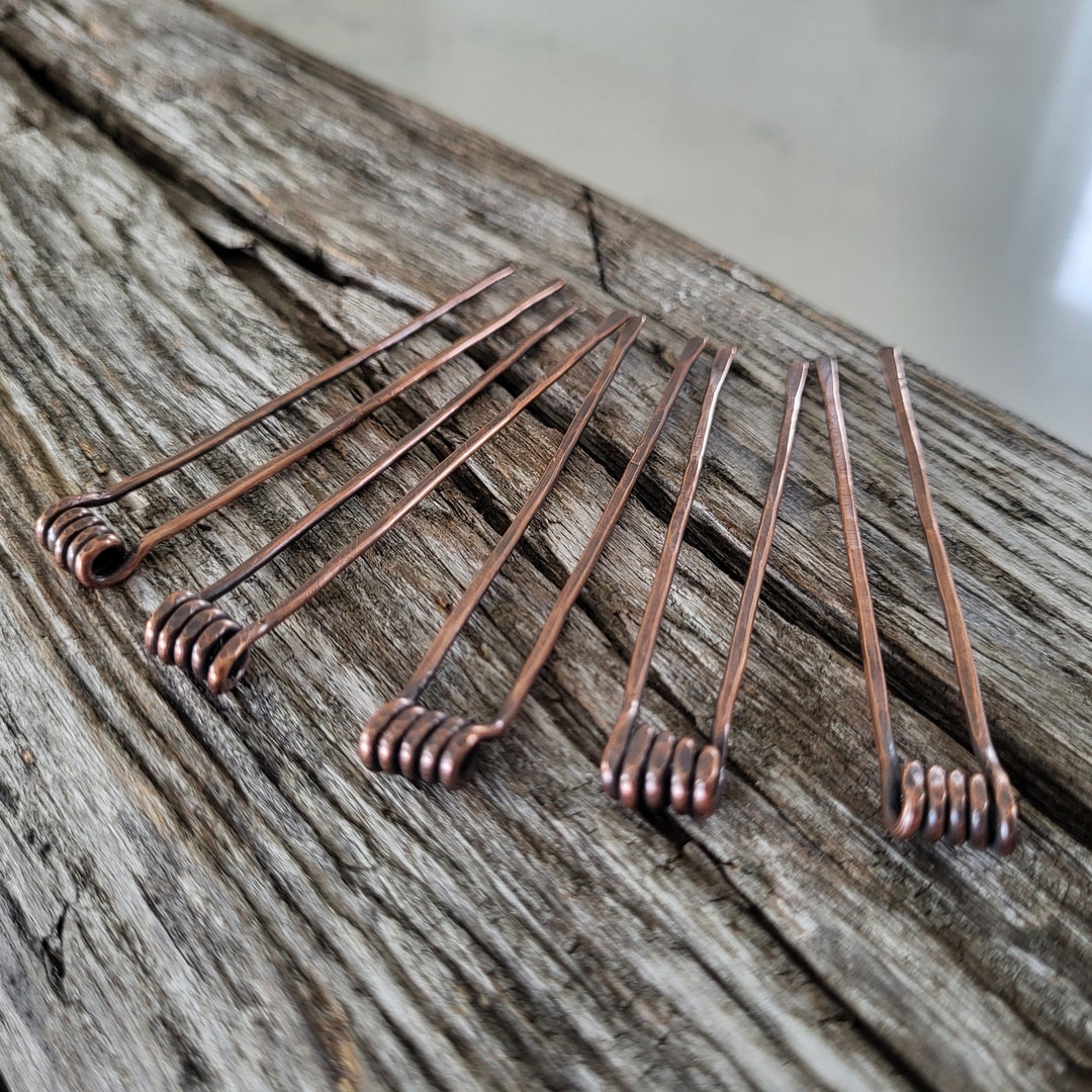 Copper Hair Pins: Rustic Hand Forged Bun Accessories - Set of 5 - Etsy