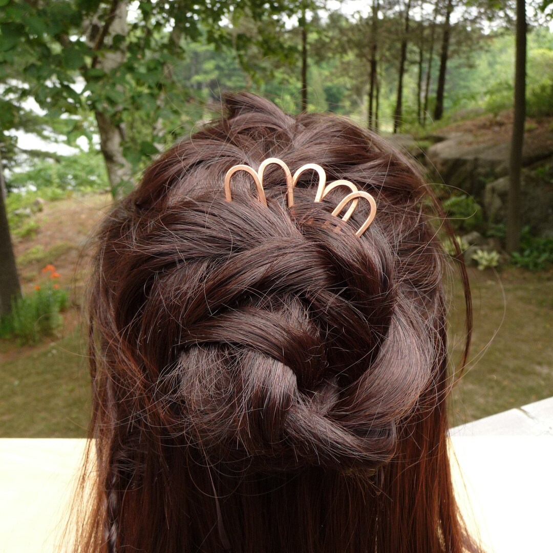 Metal Hair Pin Set of 5 Pins for Buns Copper Hair Fork Mini - Etsy
