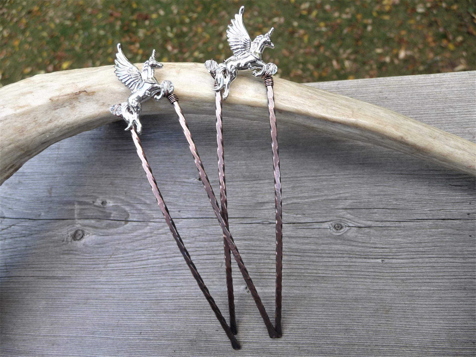 Silver Unicorn With Wings Hair Forks Set Fantasy Hair | Etsy