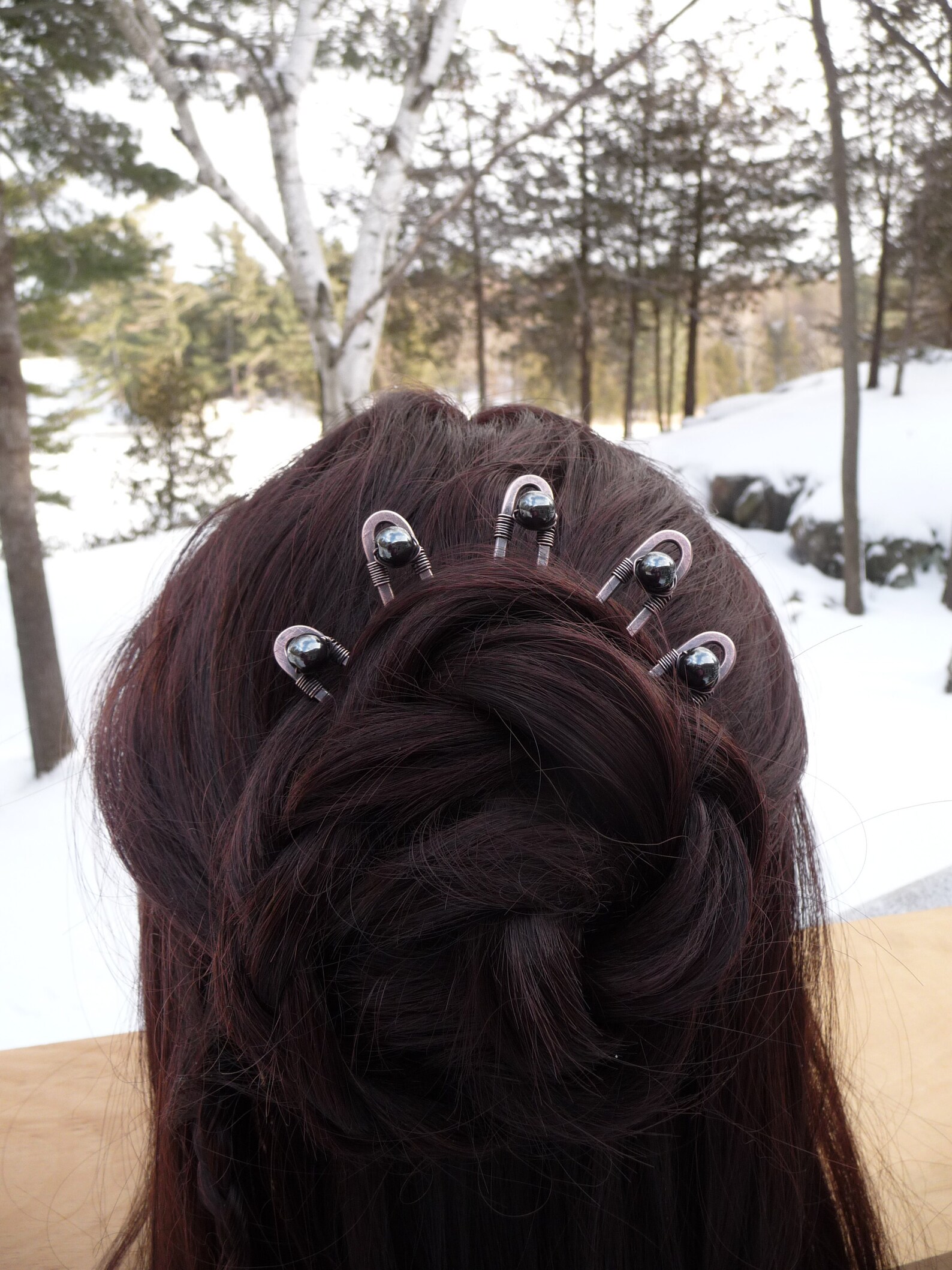 Bun Pins Set of 5 Copper and Silver Hairpin Accessory Fork | Etsy