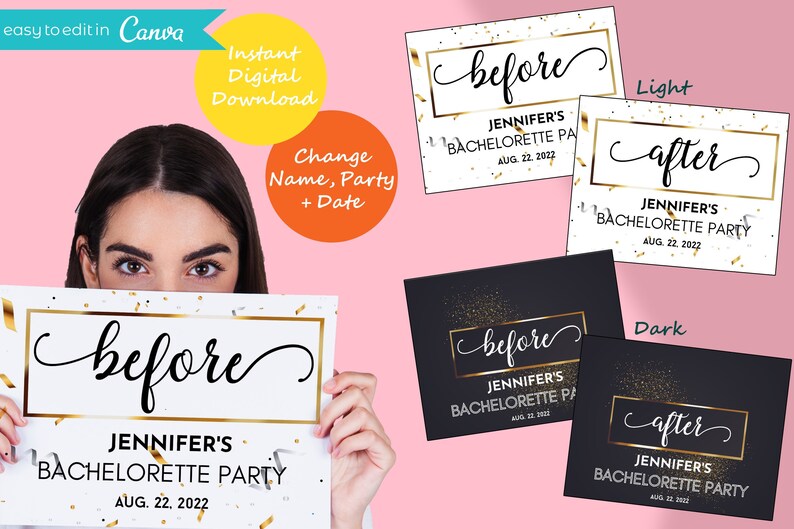 Printable Bachelorette Party Before After Photo Prop Signs - Etsy