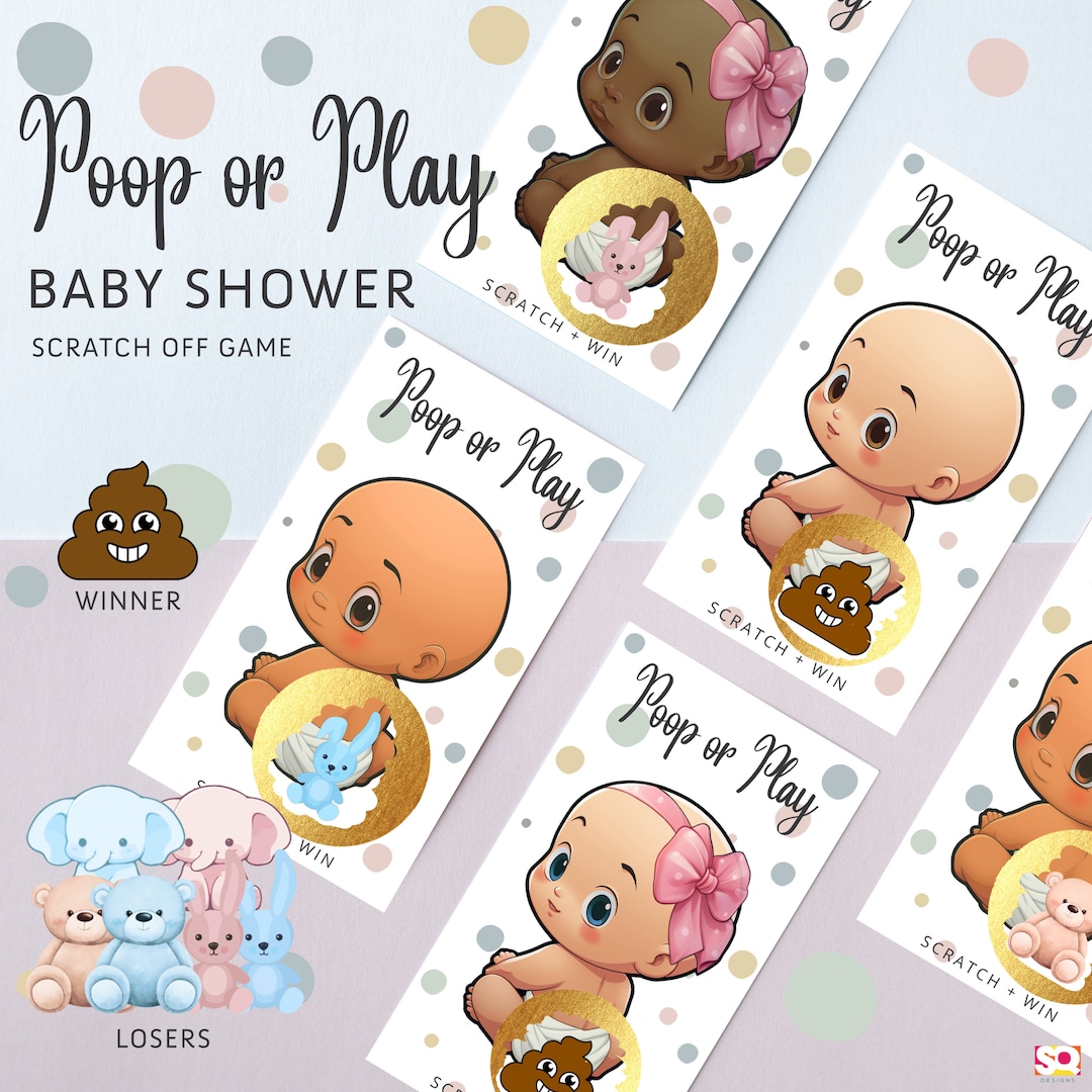 Baby Shower Scratch off Game Poop or Play, for a Diaper-filled Delight ...