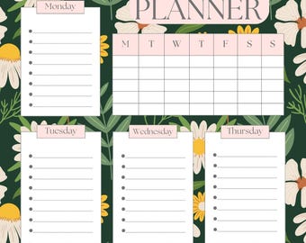 Traditional Weekly Planner, Printable, Floral Weekly Schedule, Week at ...
