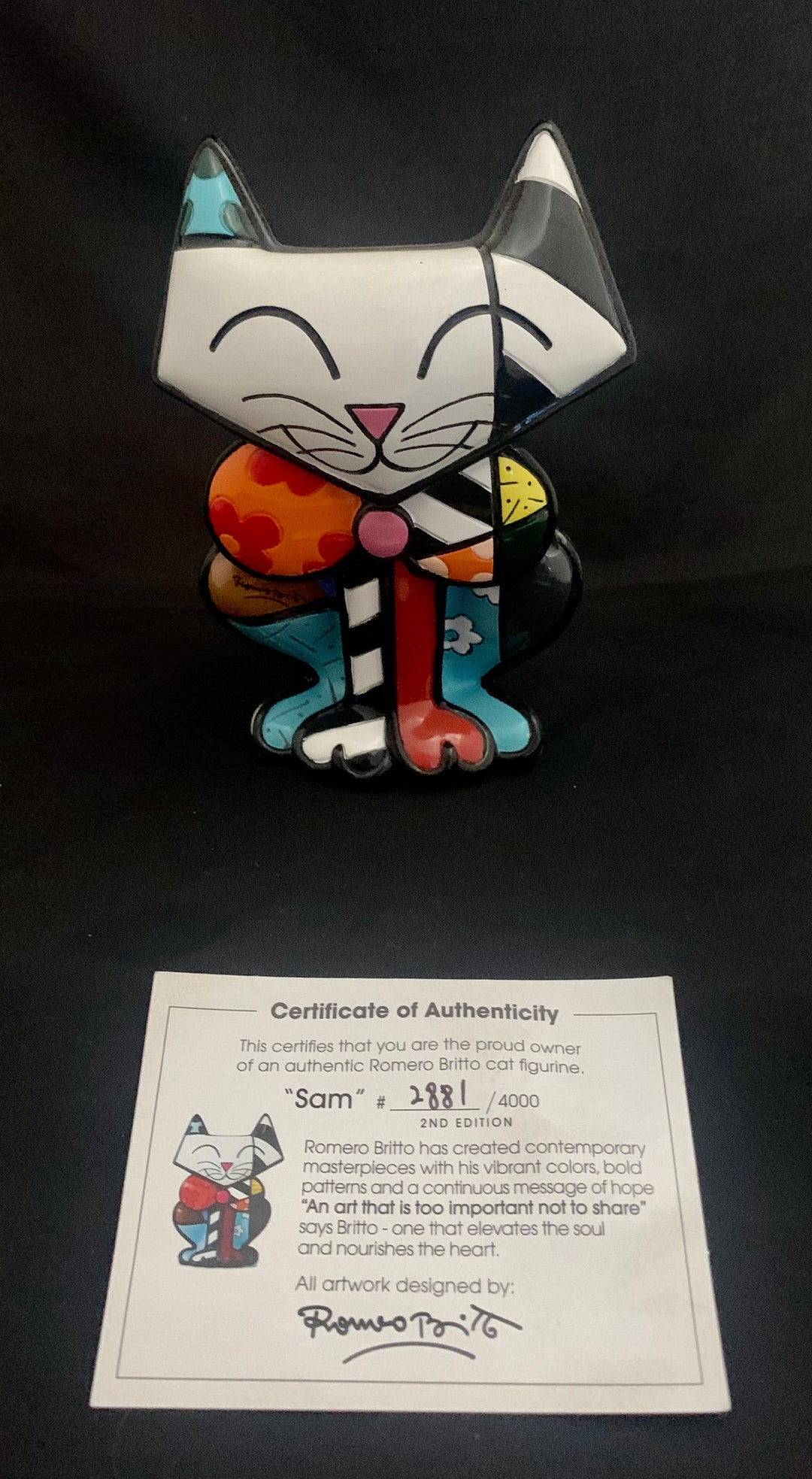 Romero Britto Sam Cat in Bow Tie d 2881 / 4000 - Etsy