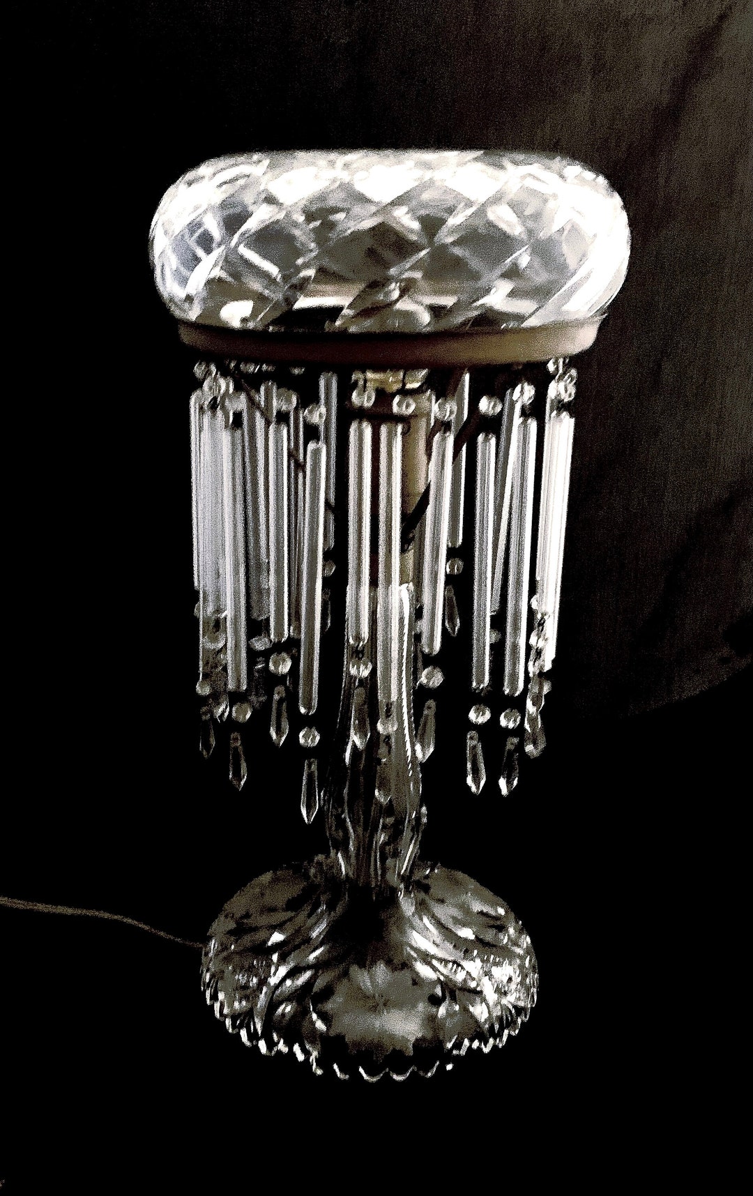 Beautiful Cut Crystal Lamp W/ Prisms - Etsy