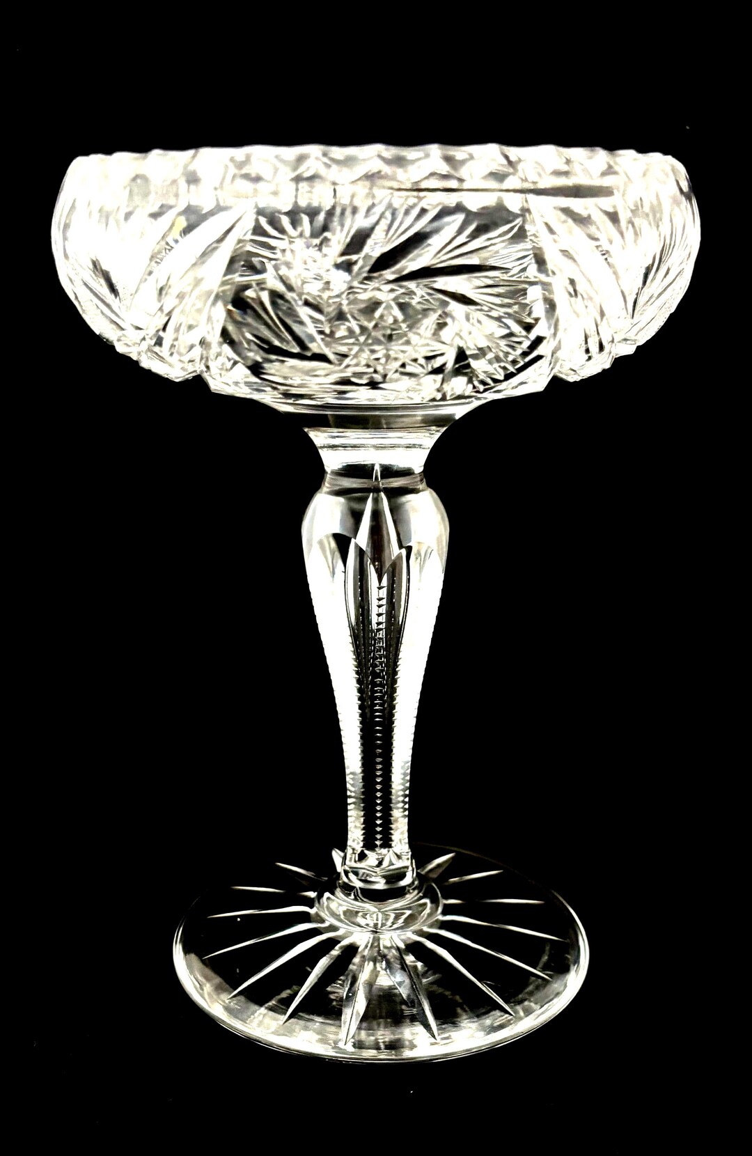 American Brilliant Cut Glass Compote - Etsy