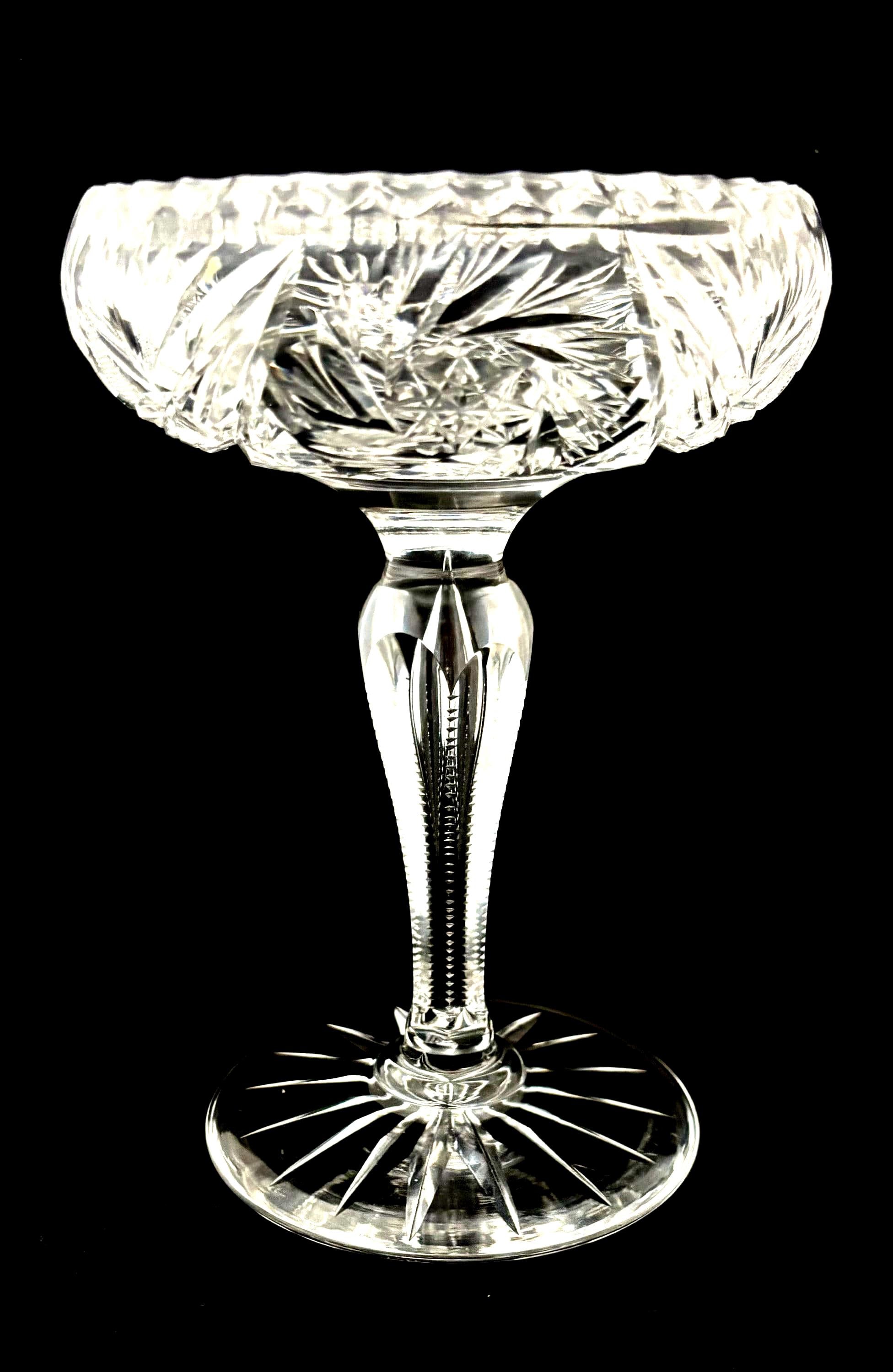 American Brilliant Cut Glass Compote - Etsy