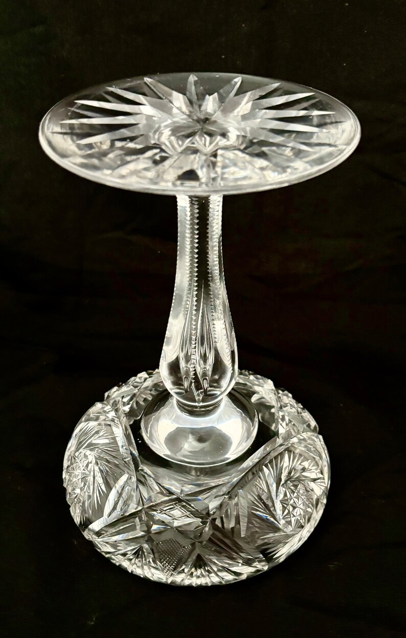 American Brilliant Cut Glass Compote - Etsy