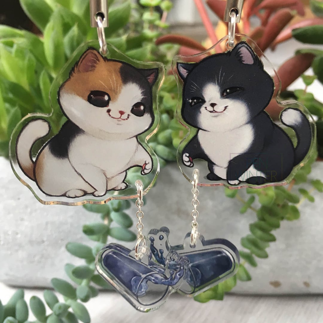 Kitten Acrylic Keyring Charm Cute Chonky Cats - Etsy