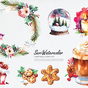 Watercolor Clipart Winter Christmas Clipart Cute Owl Pine Clipart ...