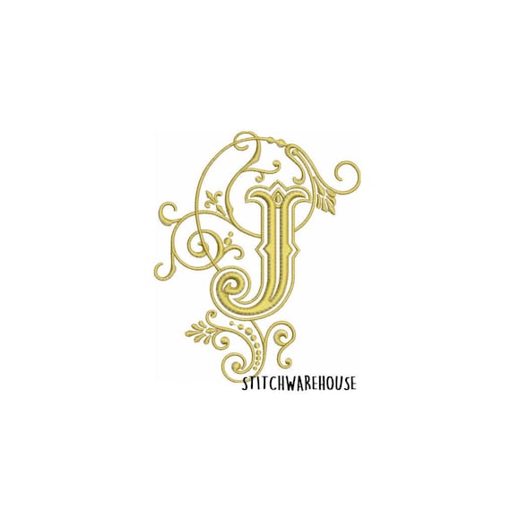 Old J Alpha Machine Embroidery Monogram Custom 1 Thread Color | Etsy