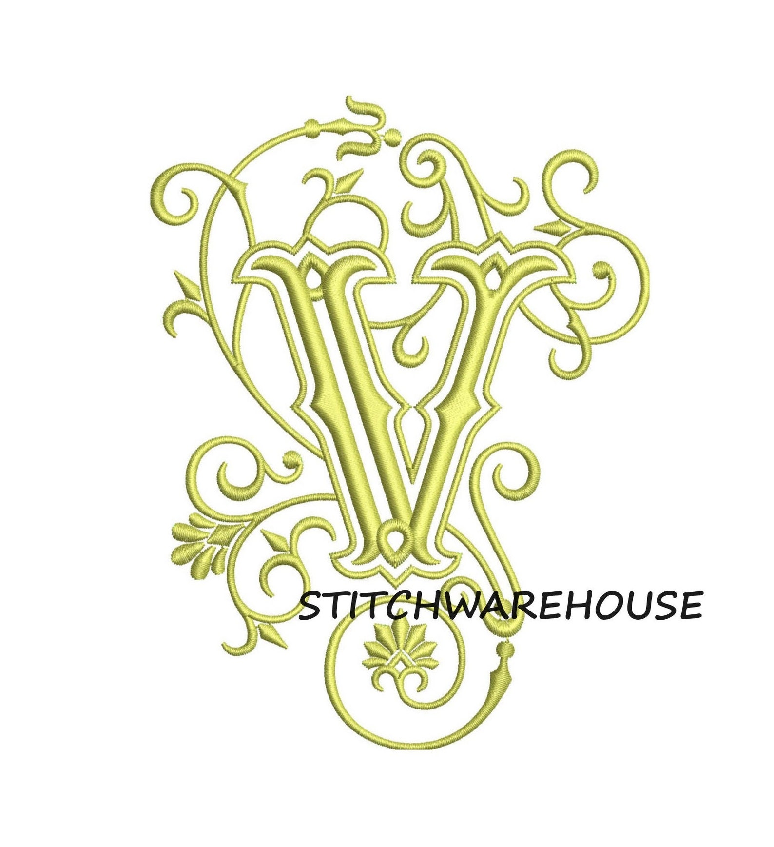 Elegant Letter V Embroidery Monogram: Wedding Linens (digital Download ...