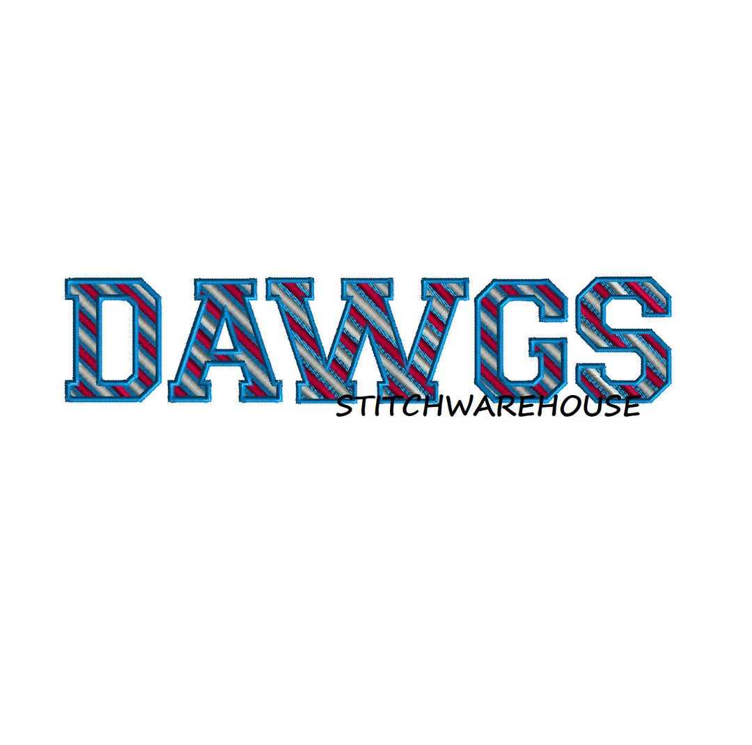 DAWGS Stripe, LG Size Machine Embroidery Design Tech Bulldogs Logo NOT ...
