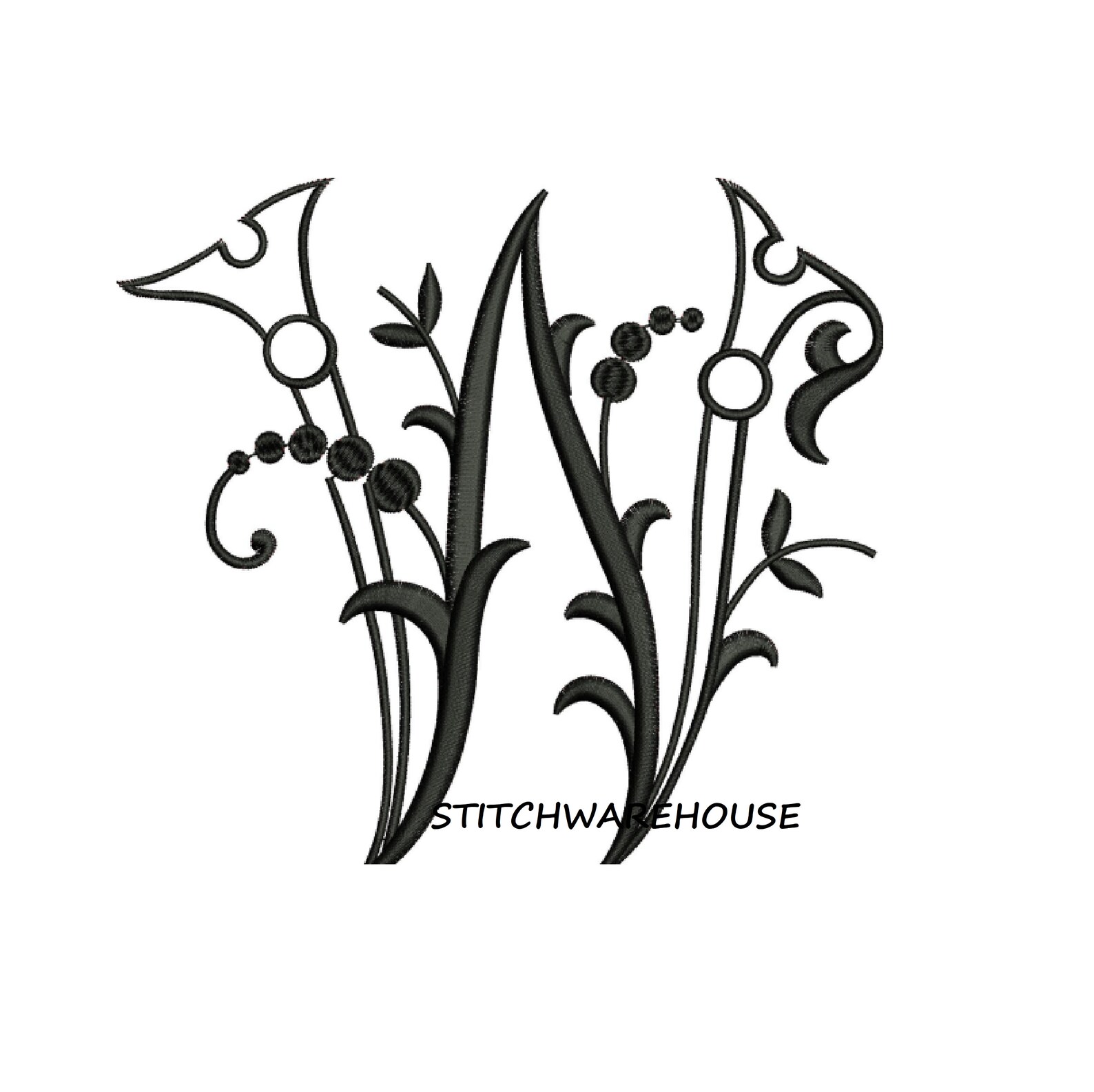 Dotted Swirls Letter W Alpha Machine Embroidery Monogram Design Format ...