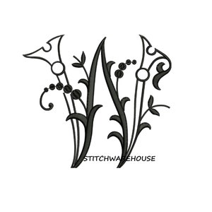Dotted Swirls Letter W Alpha Machine Embroidery Monogram Design Format ...
