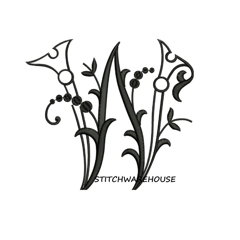 Dotted Swirls Letter W Alpha Machine Embroidery Monogram Design Format ...