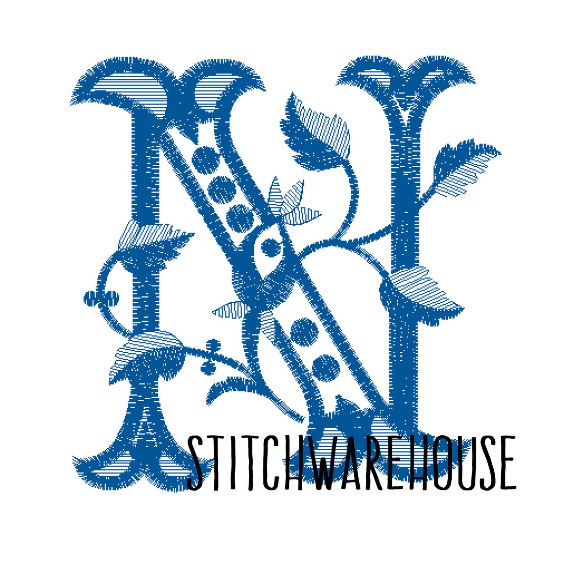 Floral Letter N Embroidery Design: Vintage Monogram (digital Download ...