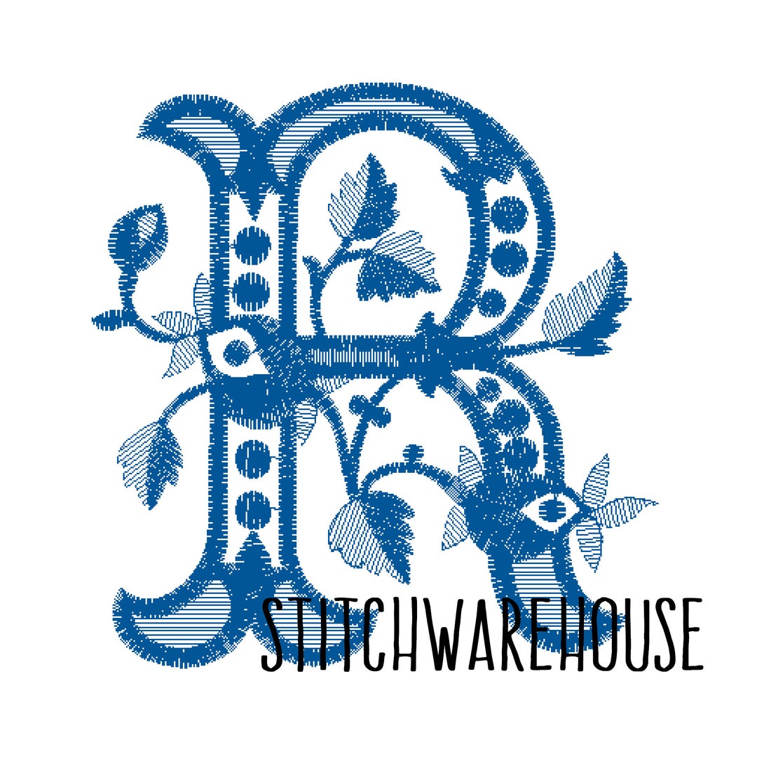 Floral Letter R Embroidery Design: Vintage Monogram (digital Download ...