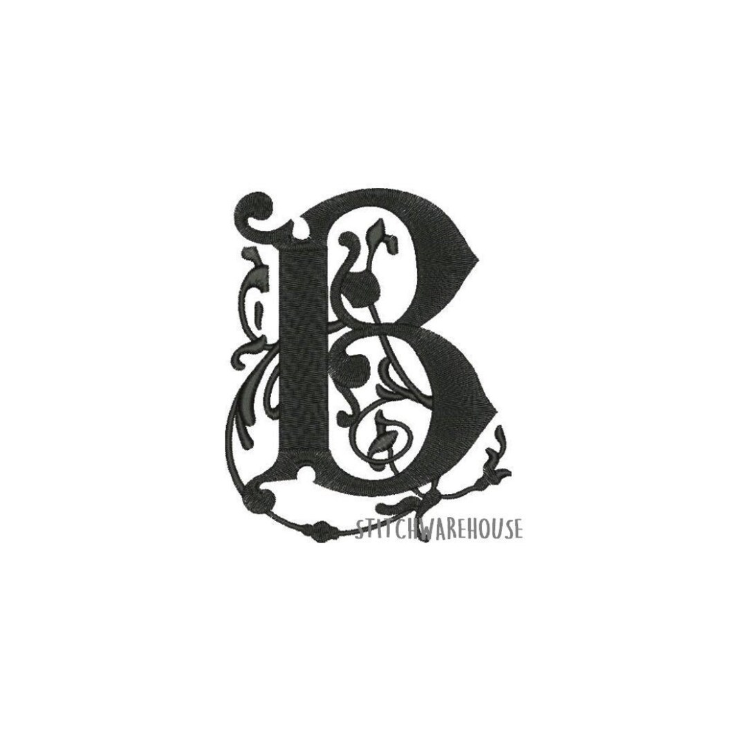 Vintage Letter B Monogram Machine Embroidery Design for Wedding Linens ...