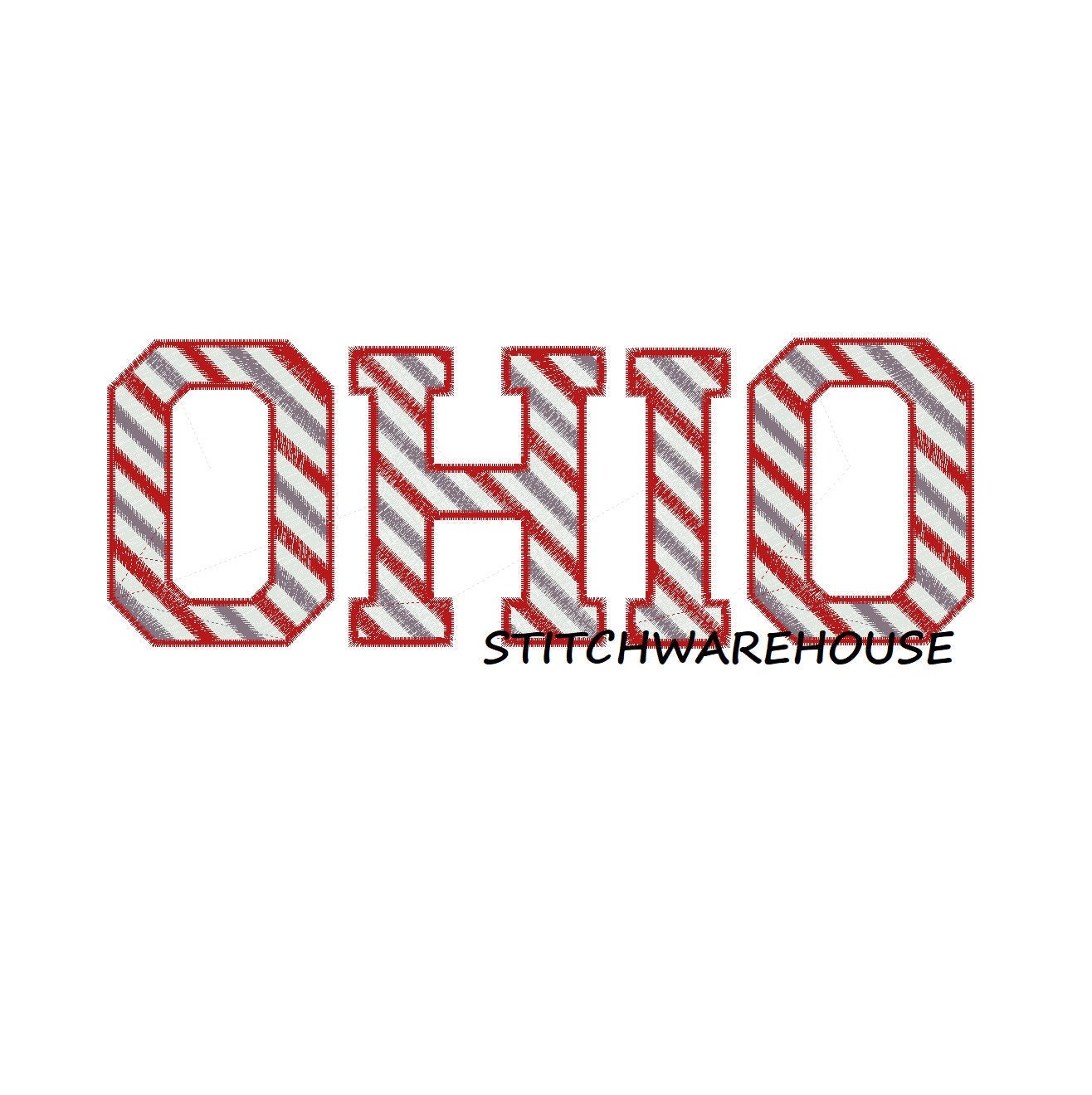 OHIO Stripe Embroidery Design: Large Lettering (digital Download) - Etsy