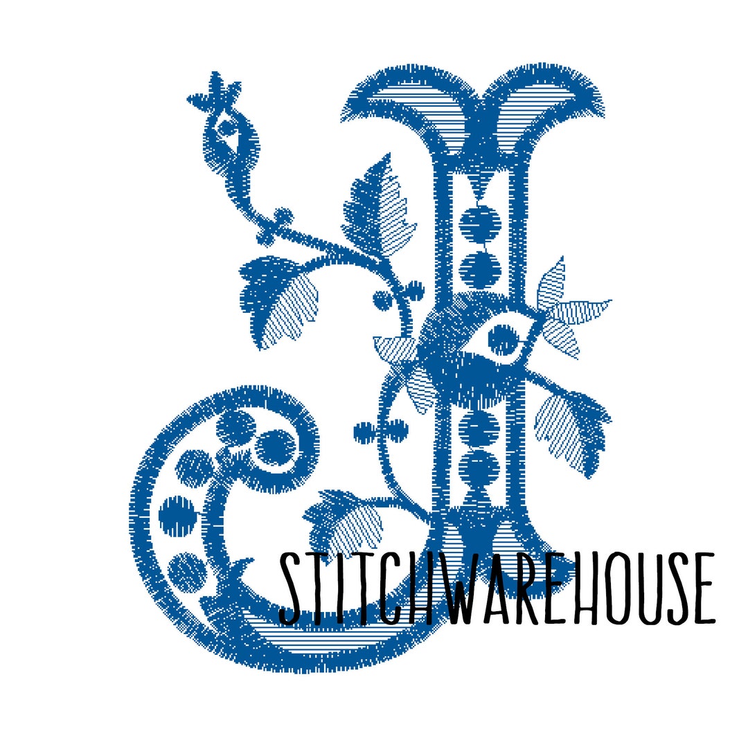 Vintage Floral Letter J Machine Embroidery Monogram 1 Thread Color ...