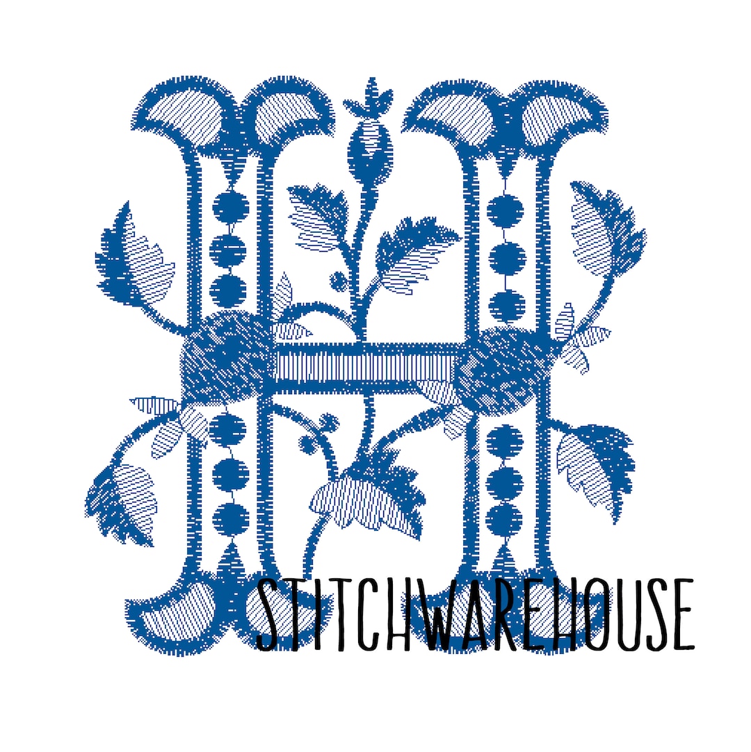 Floral Letter H Embroidery Design: Vintage Monogram (digital Download ...