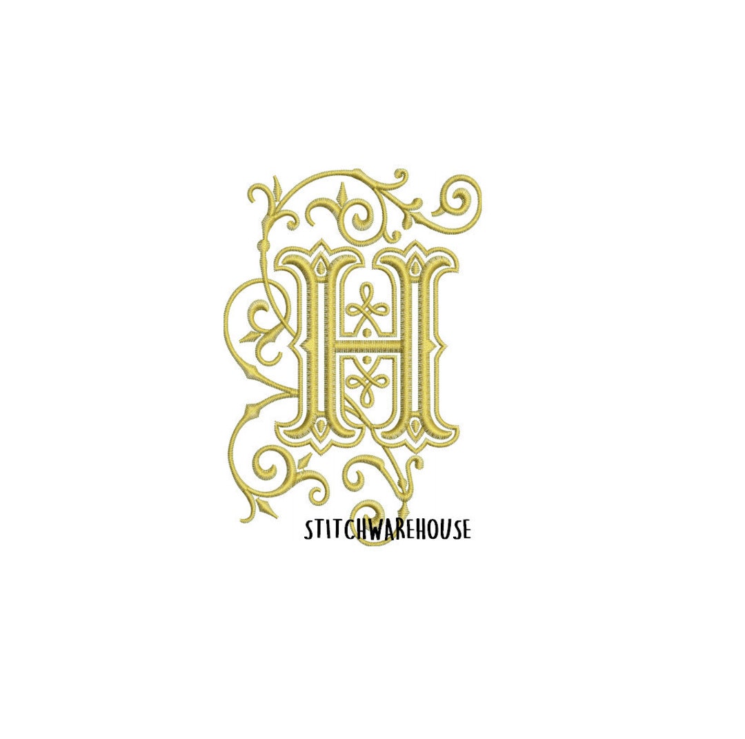 Elegant Letter H Embroidery Design: Vintage Monogram (digital Download ...