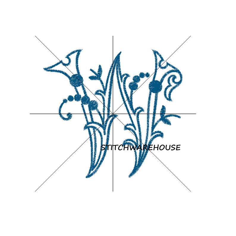 Dotted Swirls Letter W Alpha Machine Embroidery Monogram Design Format ...