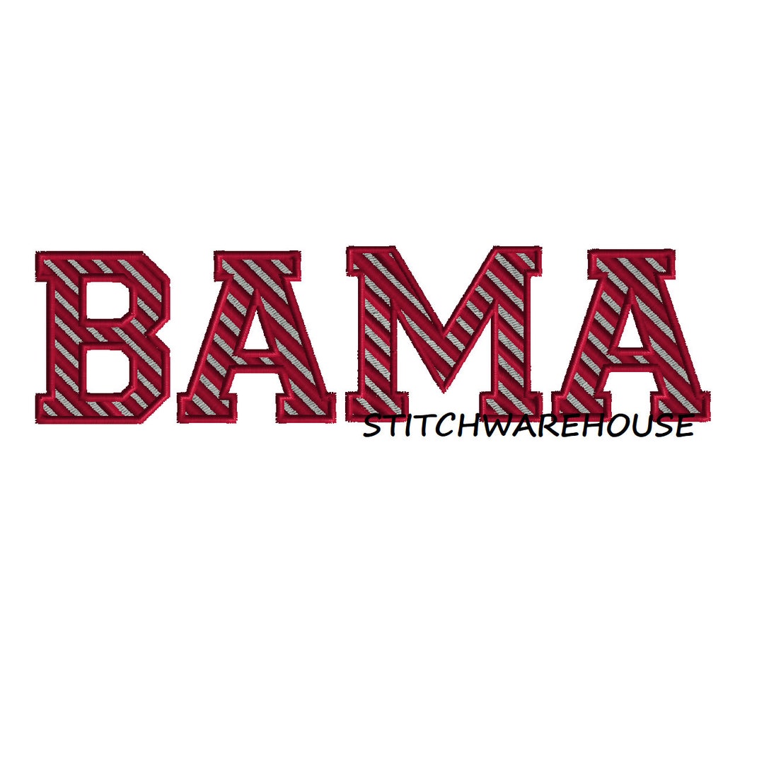 BAMA Stripe Machine Embroidery Design: Collegiate Monogram (7.98x2.08 ...