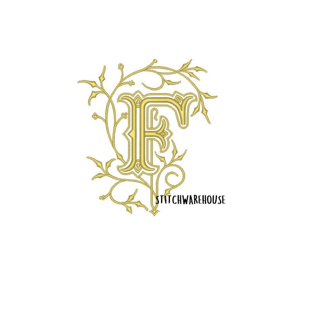 Elegant 'F' Embroidery Monogram: Wedding Linens (digital Download) - Etsy