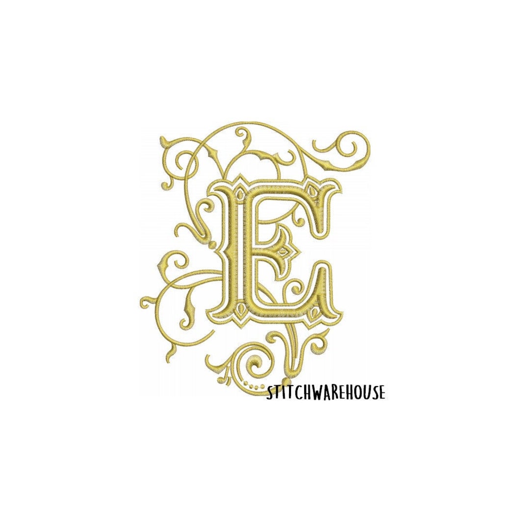 Old E Alpha Machine Embroidery Monogram Custom 1 Thread Color for ...