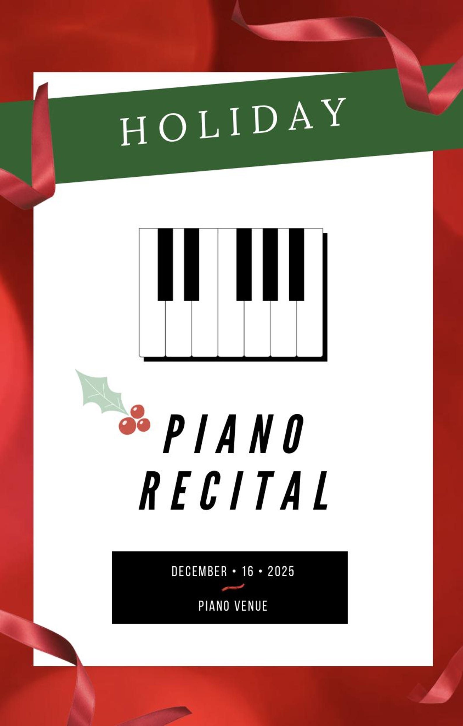 Editable Piano Recital Program Template - Printable Music Program ...