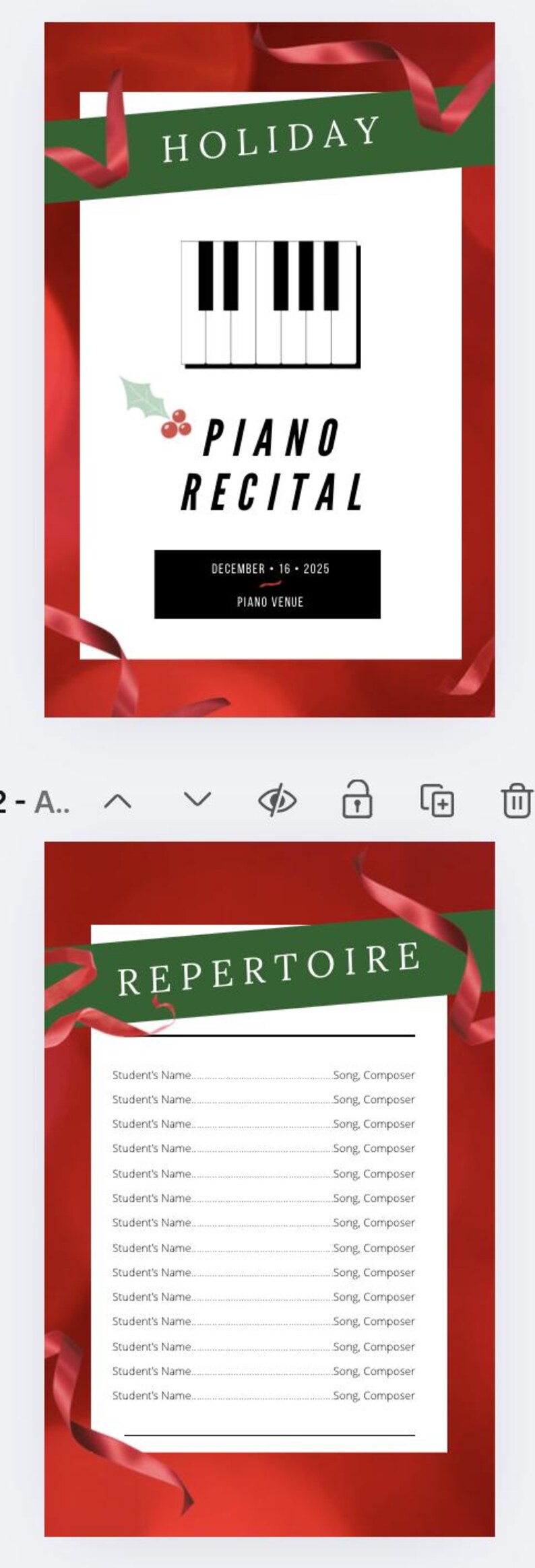 Editable Piano Recital Program Template - Printable Music Program ...