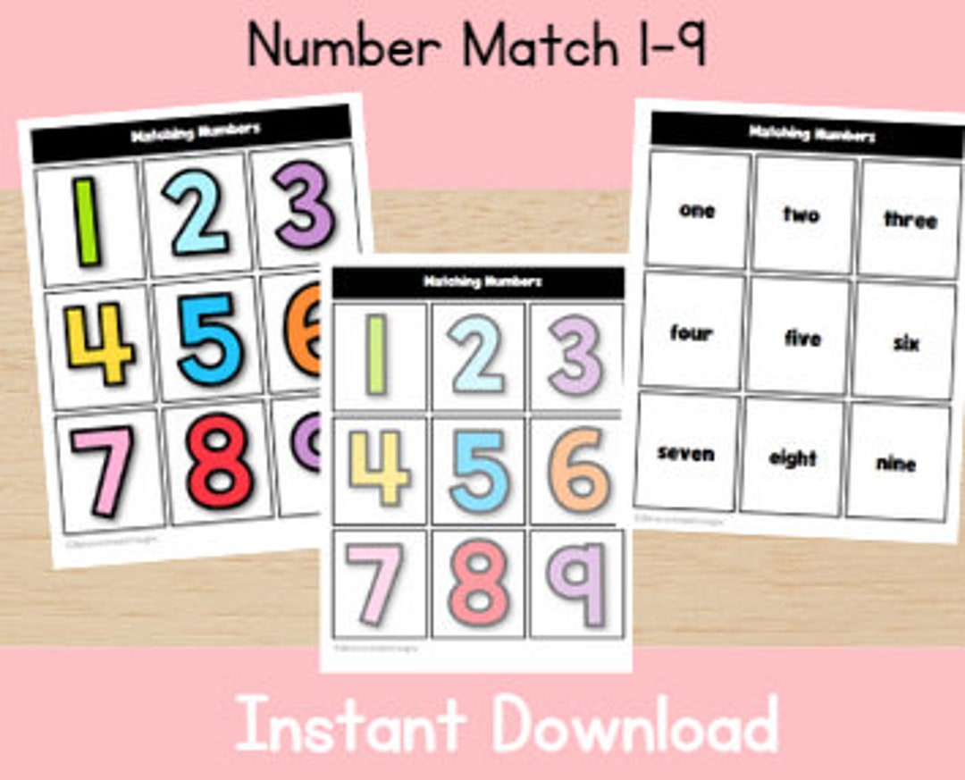 Number Matching 1-9 - Etsy