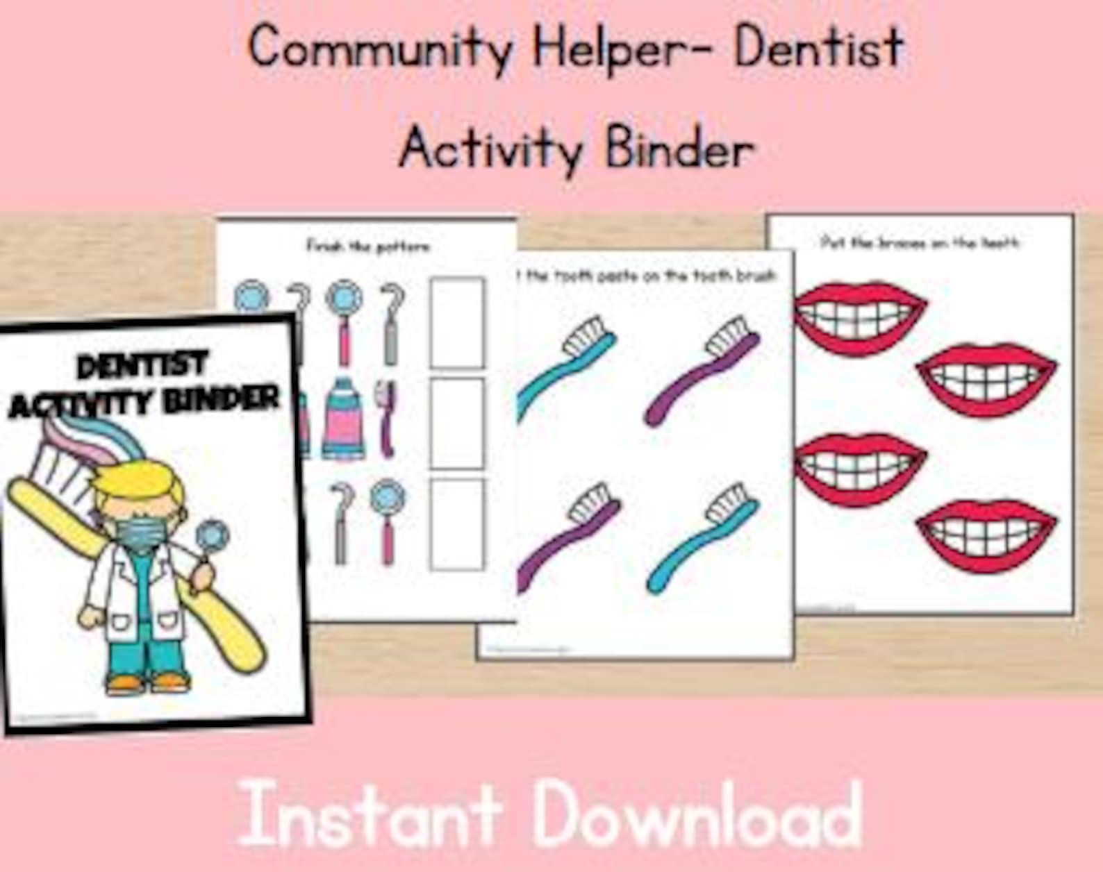 Community Helper- Dentist Activity Binder - Etsy