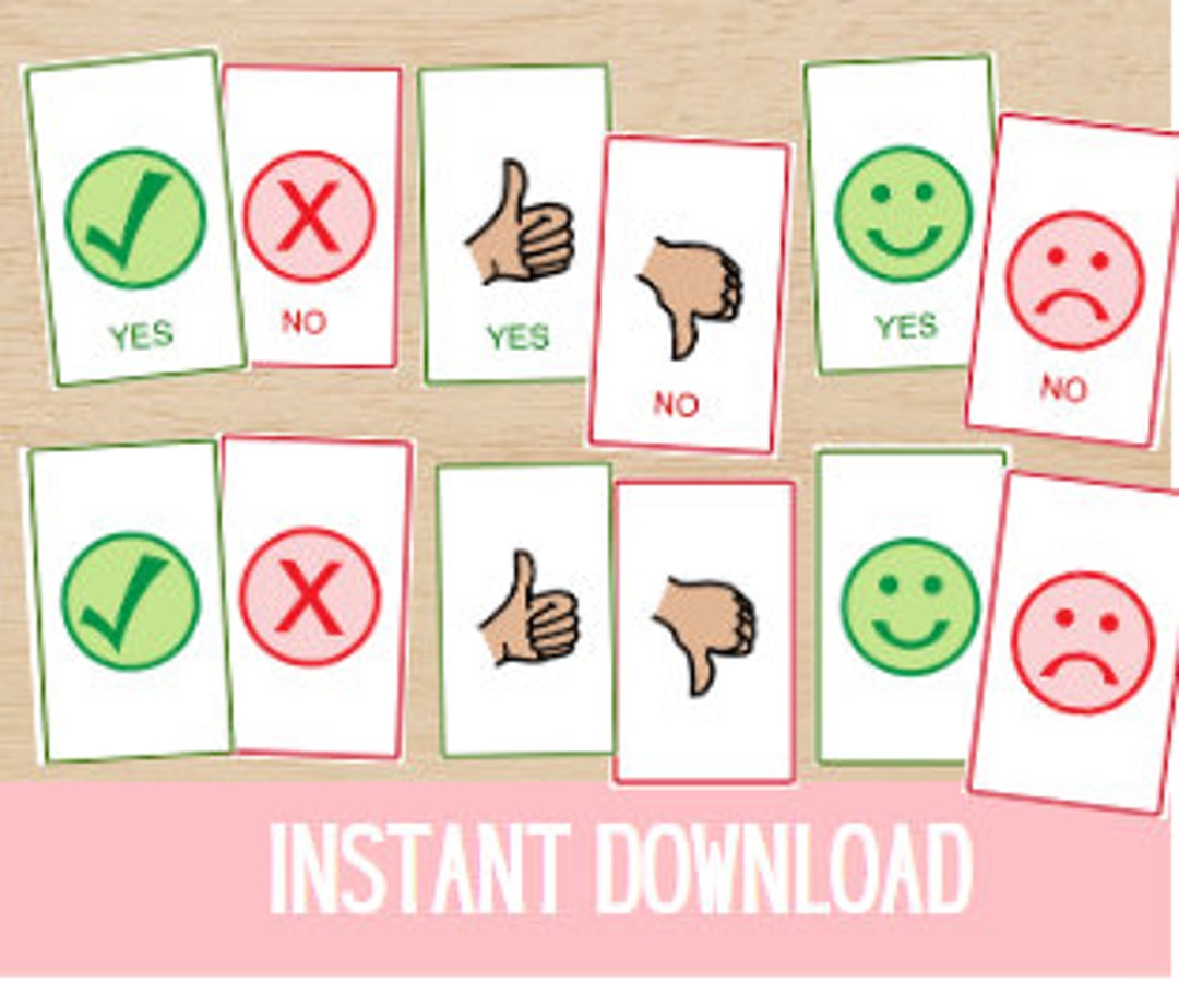YES/NO Picture Communication Visuals Flash Cards - Etsy