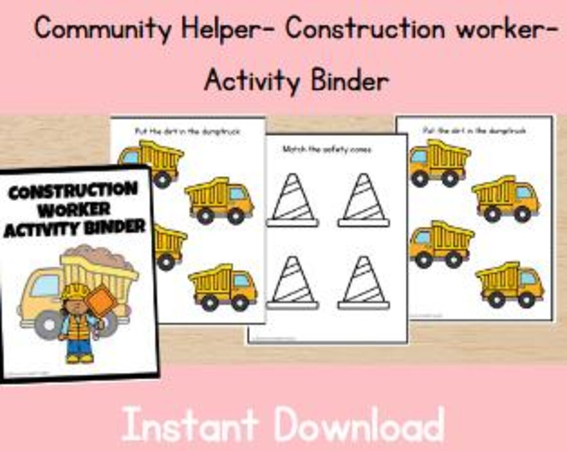 Community Helper- Construction Worker Activity Binder - Etsy