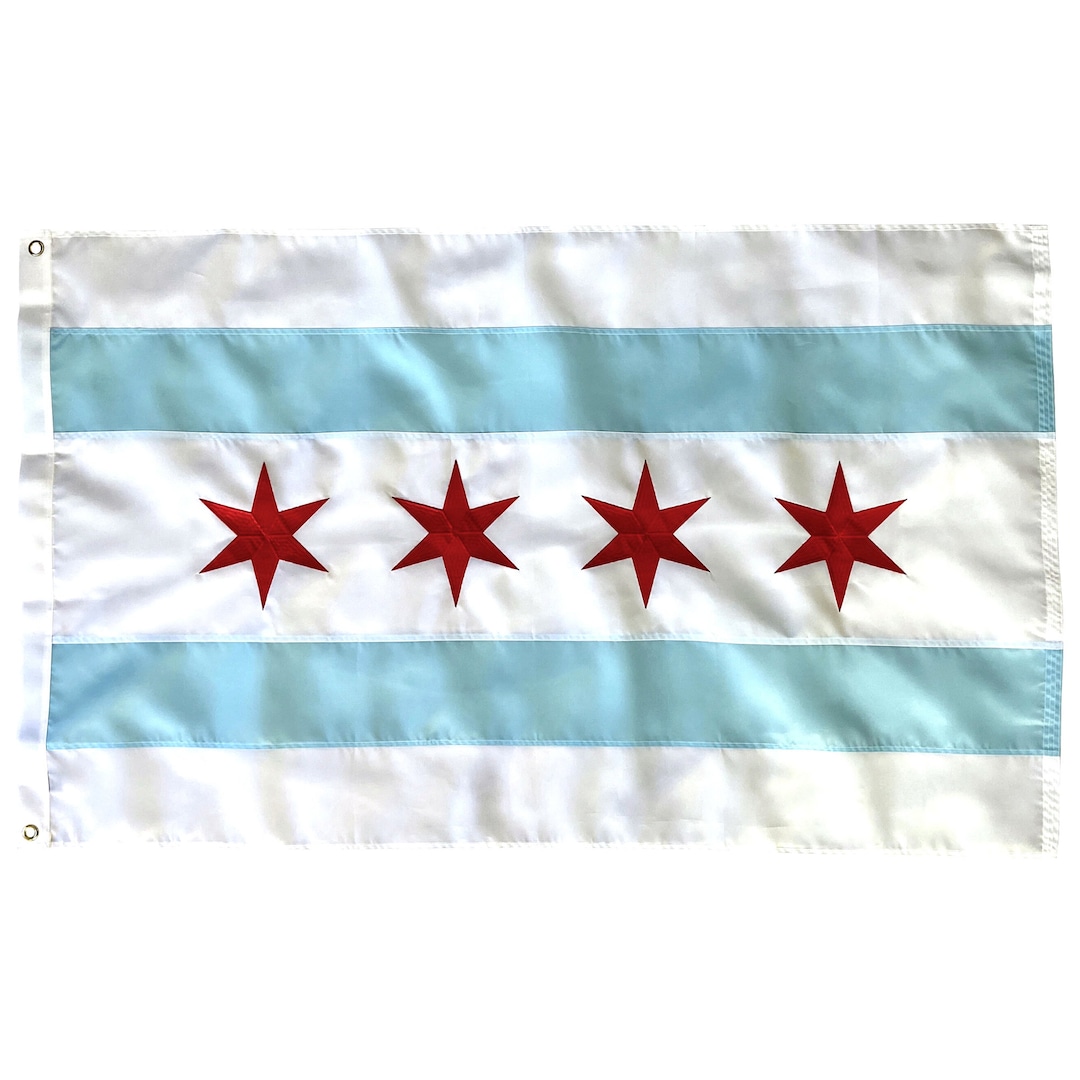 Chicago Flag 3X5 Foot Outdoor Nylon Banner With Embroidered Stars ...