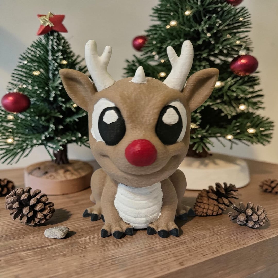 3D Printed Reindeer Figurine Custom Color Christmas Decor Cute Holiday ...