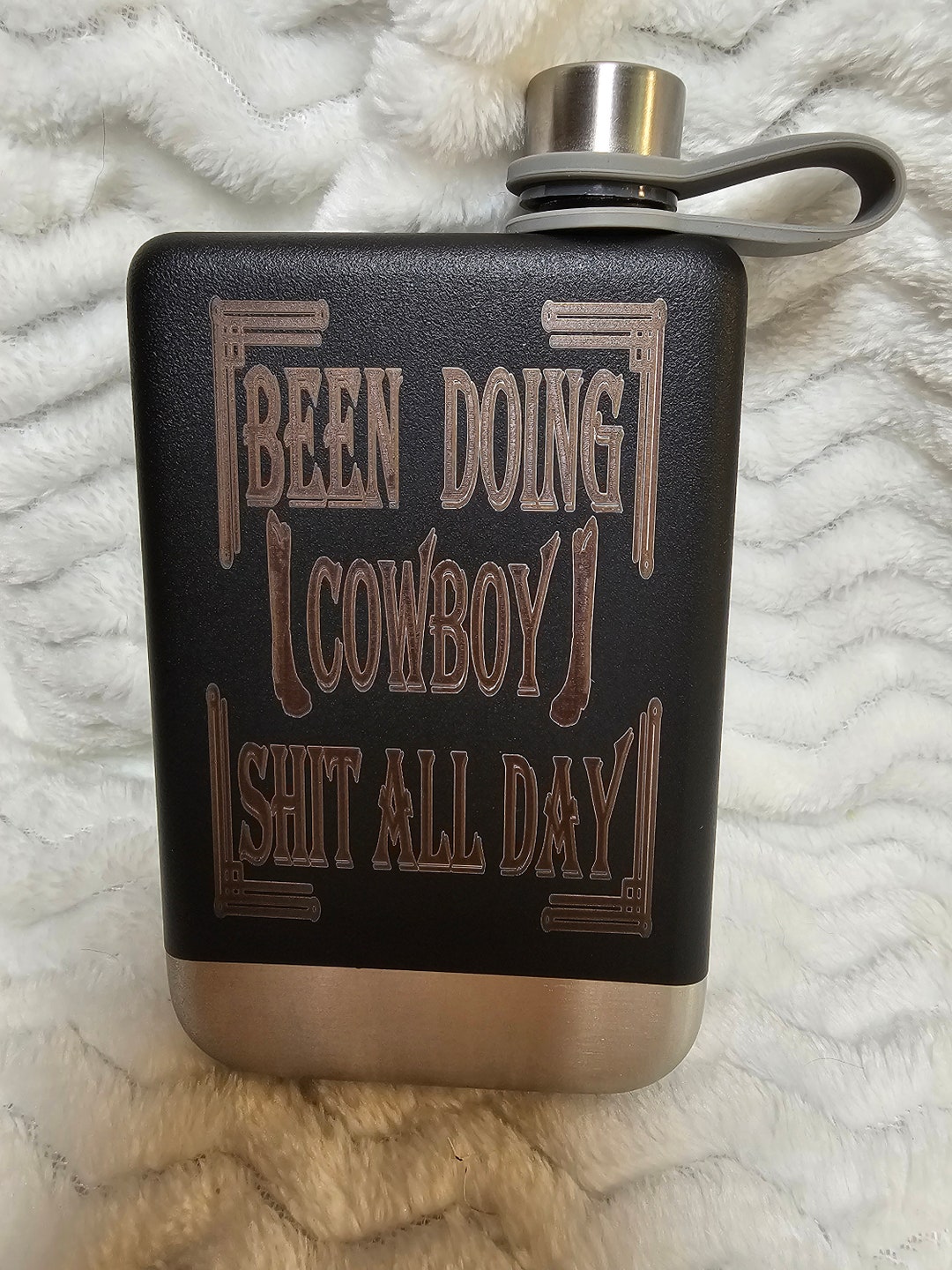 Laser 8oz Engraved Flask, Cowboy Flask - Etsy