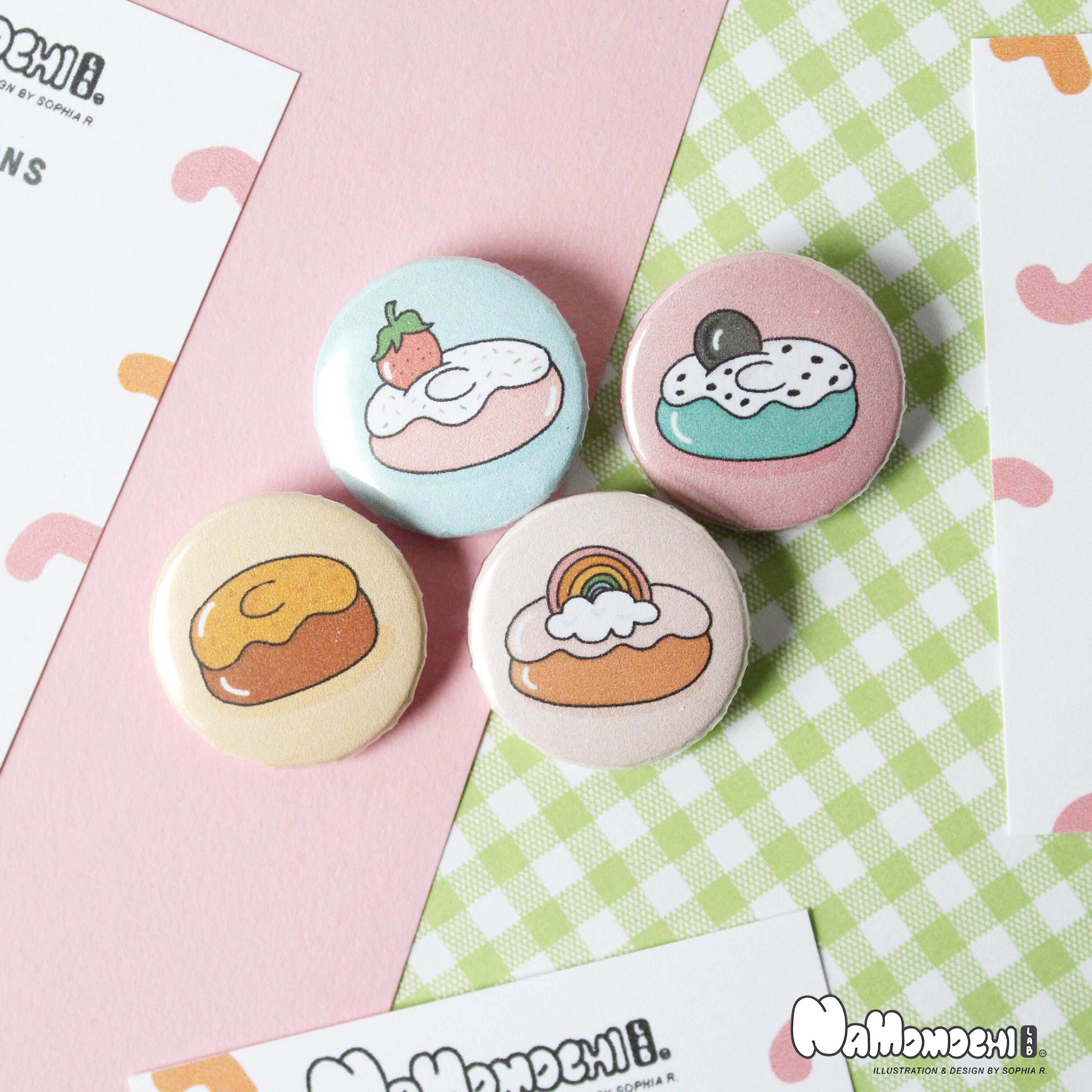 Donut Button Set Button, Pinback Buttons, Cute, Donut, Stationery ...