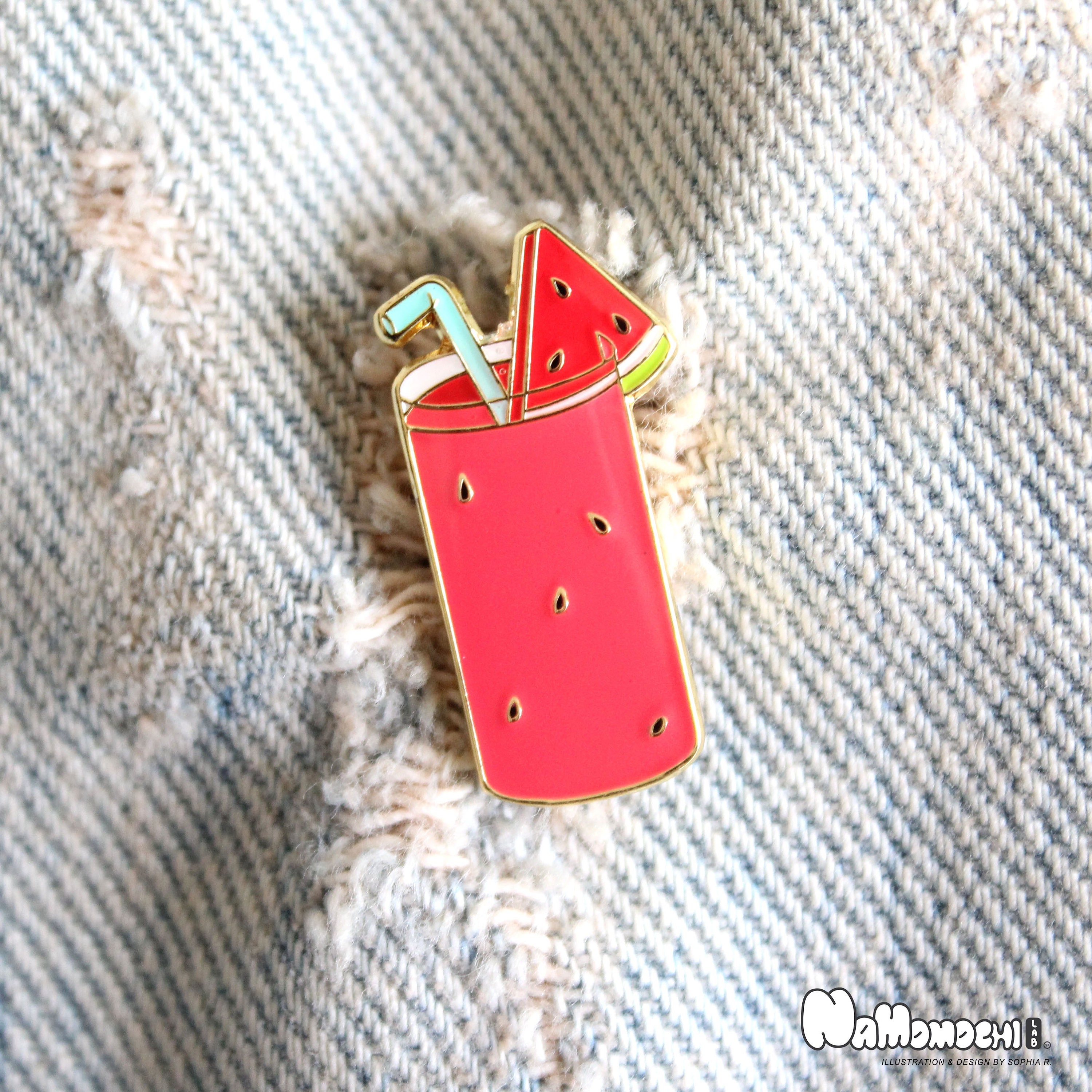 Watermelon Smoothie, Enamel Pin // Watermelon Pin, Brooch, Pin, Soft ...