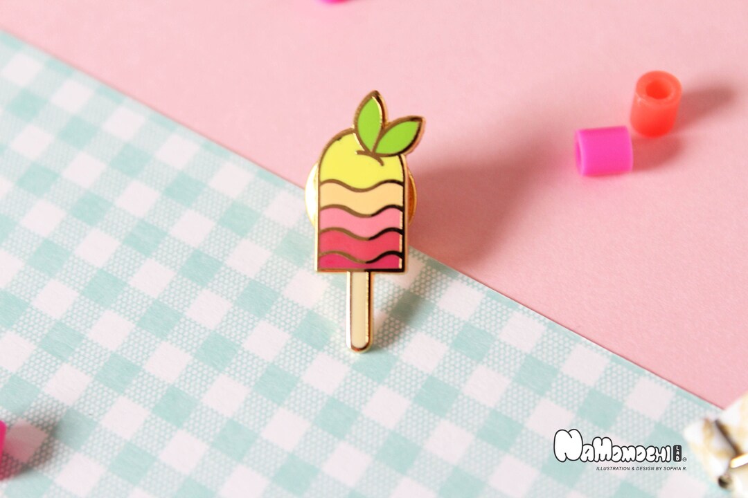 Fruity Pop Peach, Enamel Pin // Peach Pin, Peach Brooch, Popsicle Pin ...