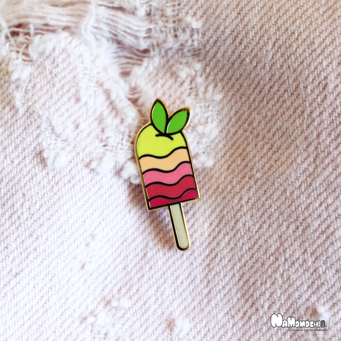 Fruity Pop Peach, Enamel Pin // Peach Pin, Peach Brooch, Popsicle Pin ...