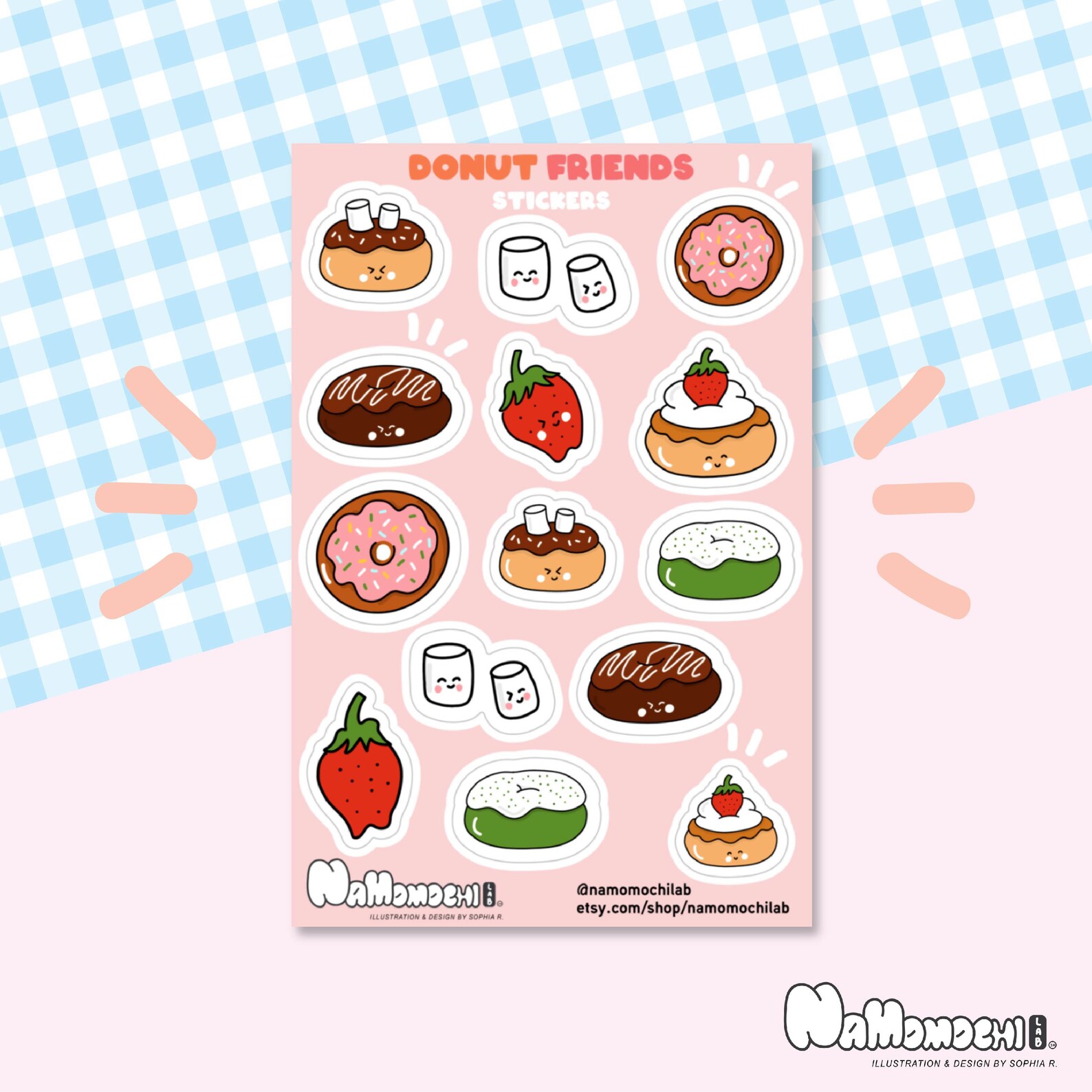 Donut Friends Sticker Sheet Kawaii Stickers Cute Stickers - Etsy