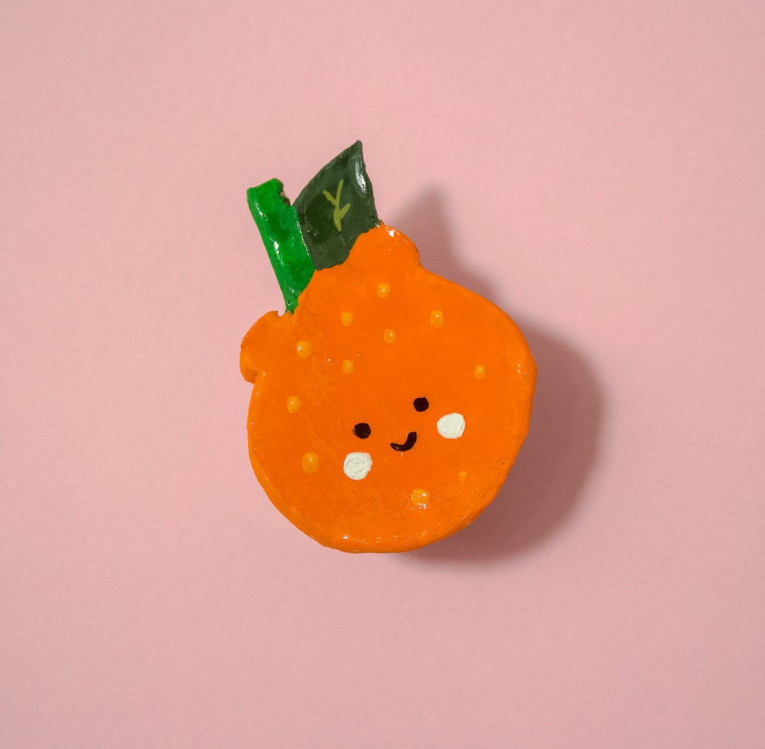 Jeju Hallabong | Cute Orange Handmade Polymer Clay Pin - Etsy