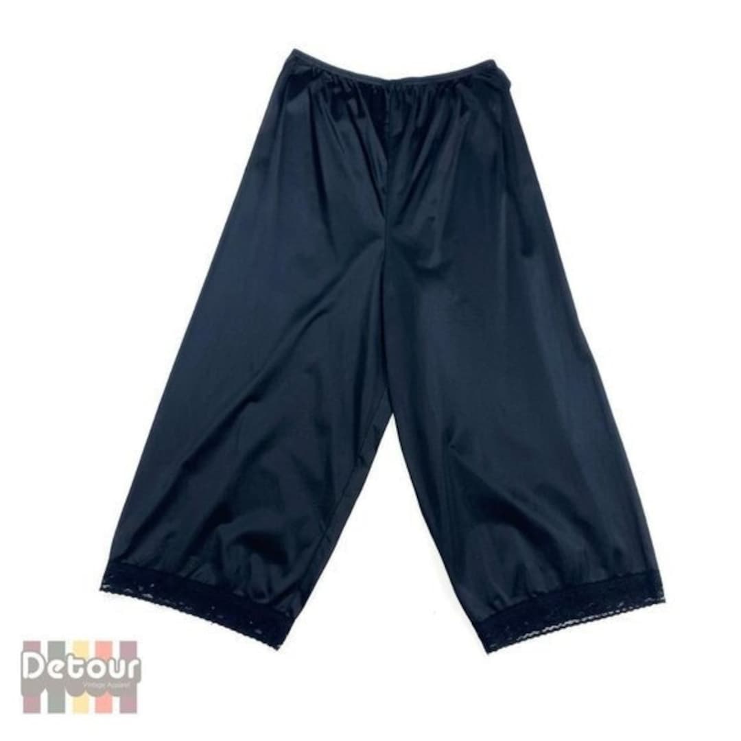 Vintage 1980s Black Slip Pants 80s Nylon Knickers Calf Length Petti ...