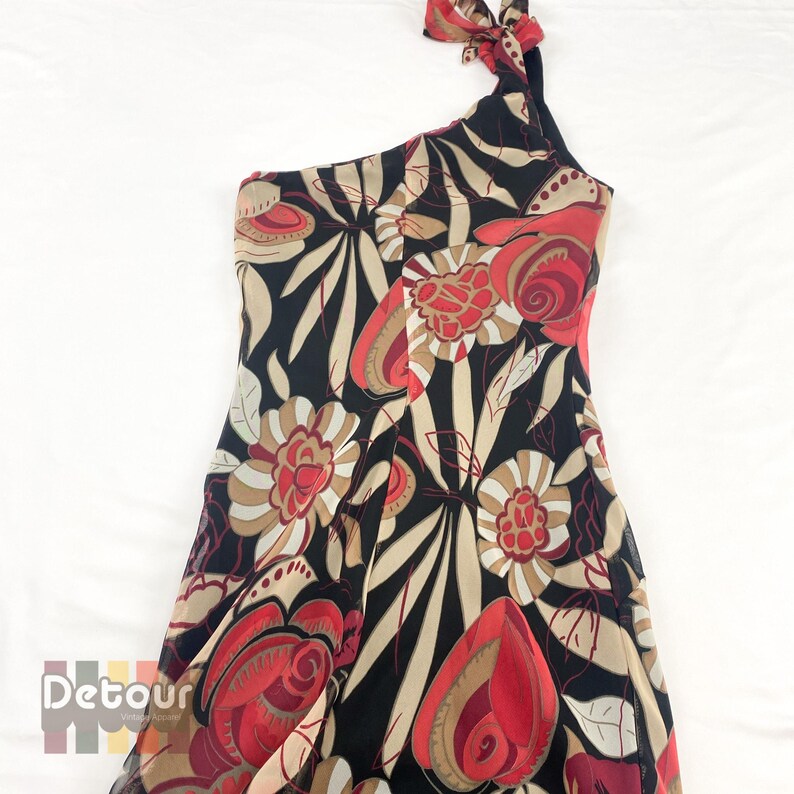 Vintage Early 2000s Dress One Shoulder Y2k Era Gown 00s Floral Print ...