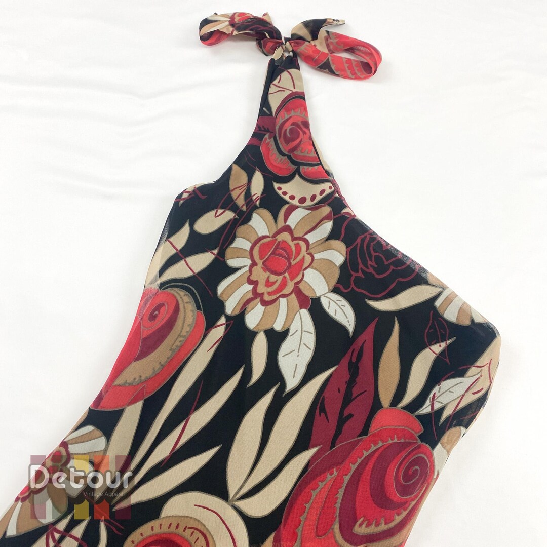 Vintage Early 2000s Dress One Shoulder Y2k Era Gown 00s Floral Print ...